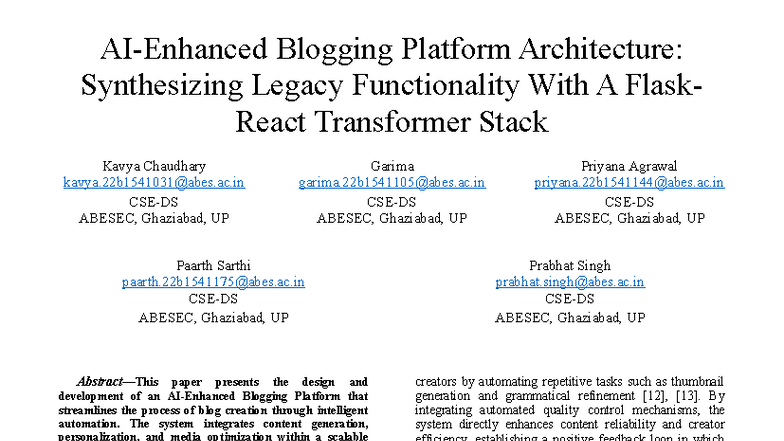 Blogging Platform Architecture: Integrating AI with Flask & React - Studocu