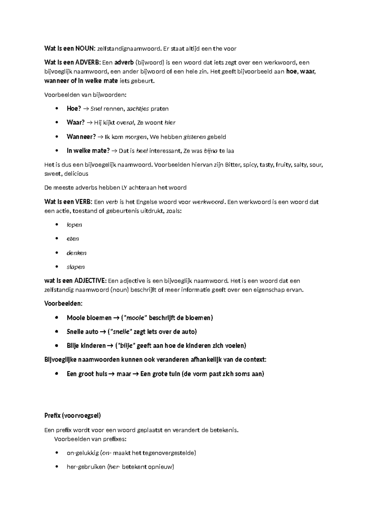 Engels Toets: Begrippen zoals Nouns, Adjectives en Verbs - Studeersnel