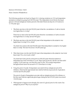 Exercise 26 Parts 1 and 2 - Exercise 26 Problems—Part I Name: Brandon WhitakerRoss Using the ...