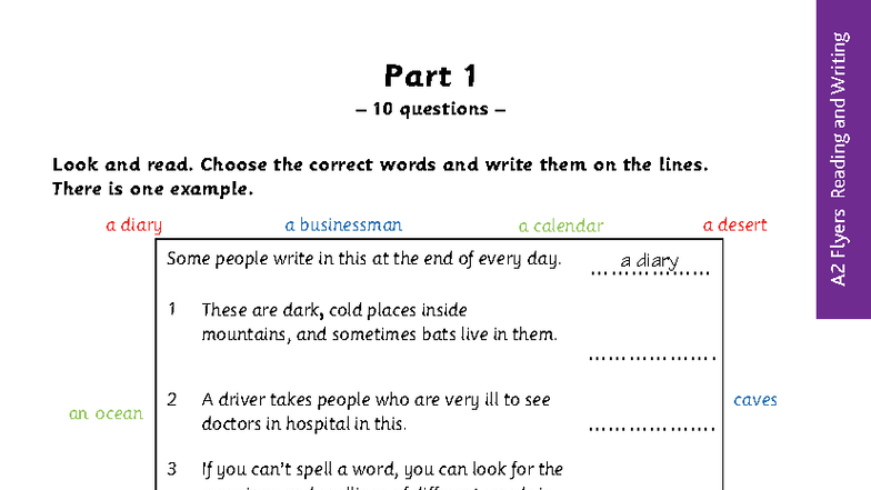 A2 Flyers Reading and Writing Practice Test - Part 1 to Part 7 - Studocu