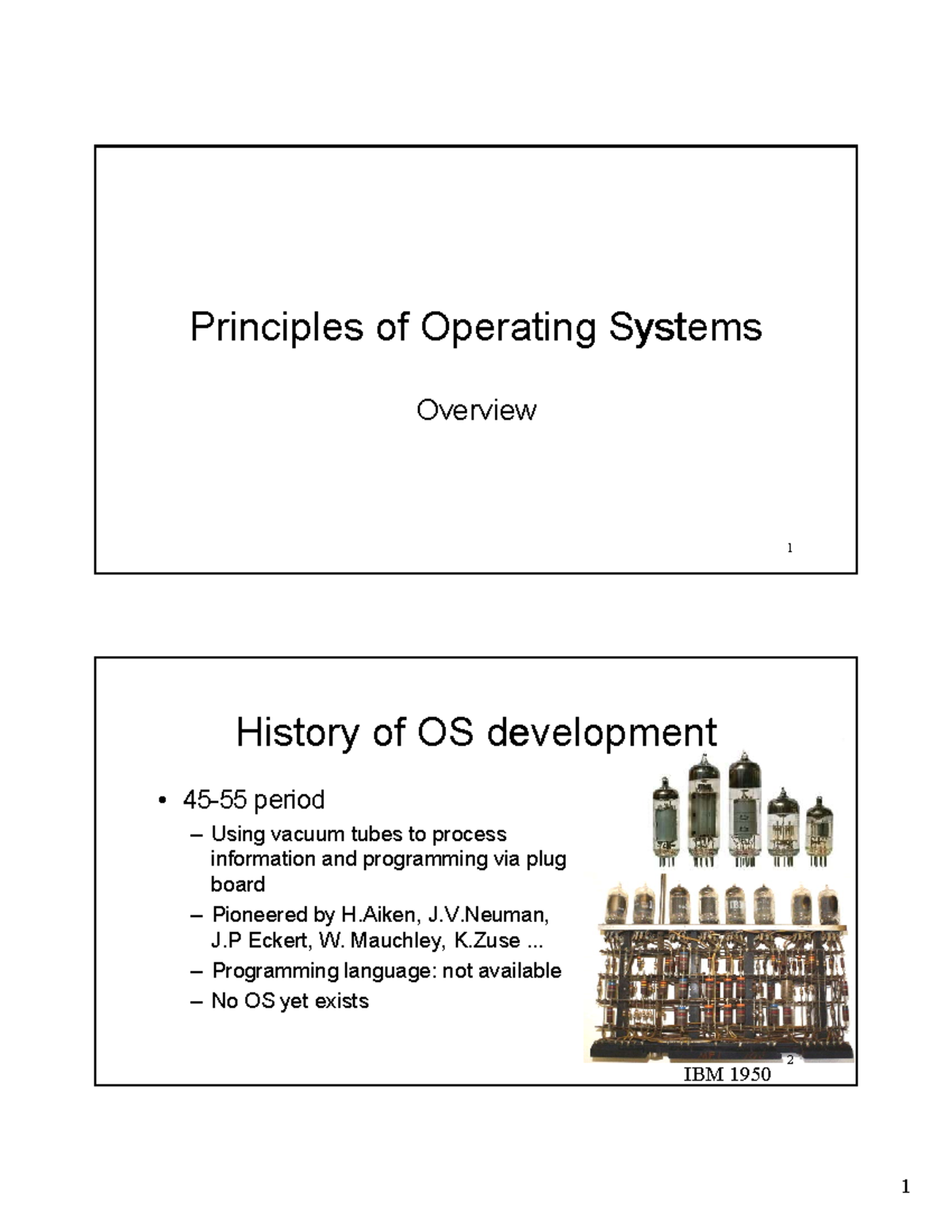 Principles of Operating Systems (CS101) - Overview and Historical Development - Studocu