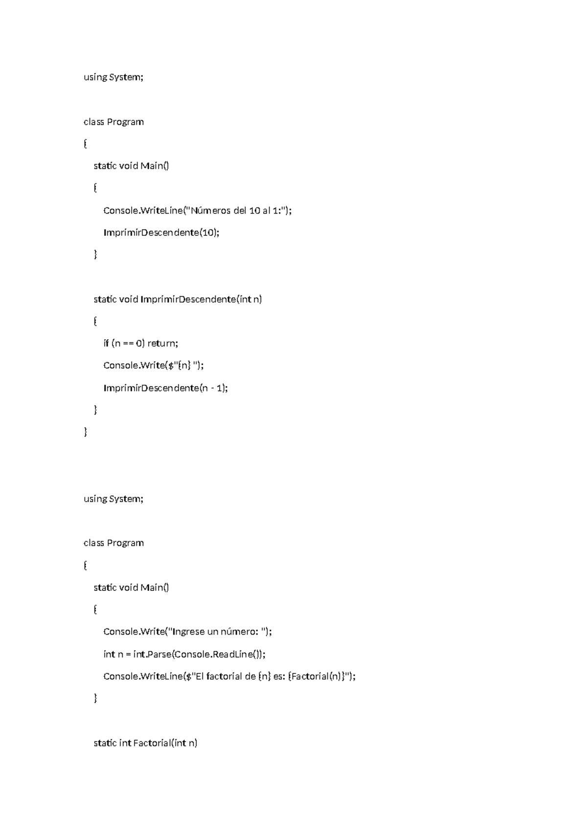 Trabajo con listas - preparacion para el examen - using System; class Program { static void Main ...