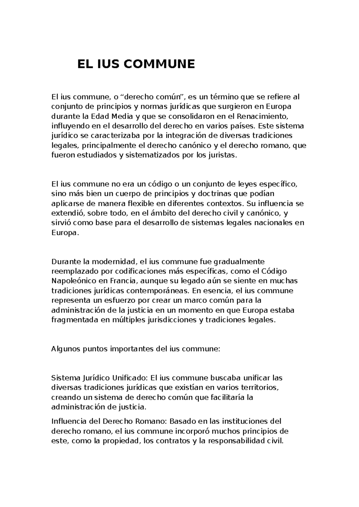 EL IUS COMMUNE: Principios y Normas Jurídicas Medievales - Studocu