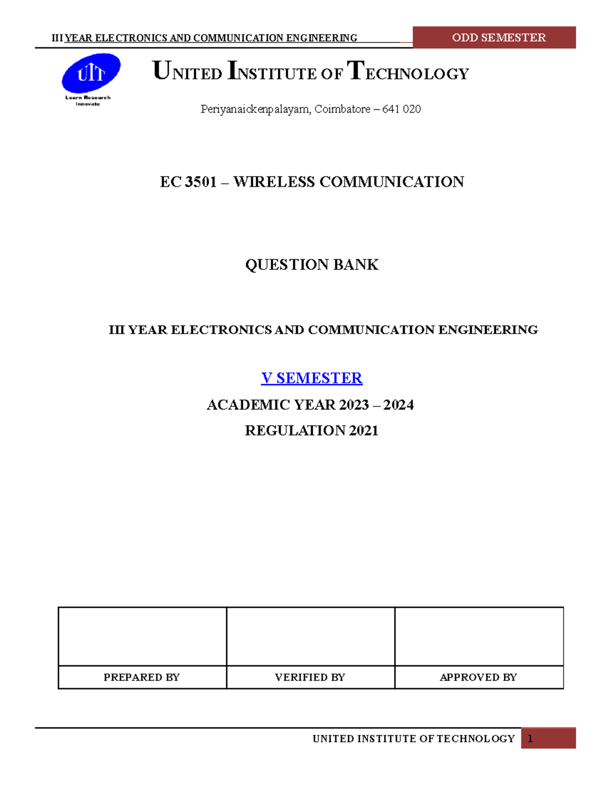 EC 3501 Question Bank for Wireless Communication - V Semester - Studocu