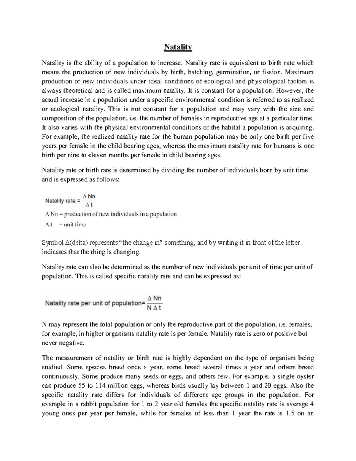 Population Characteristics: Natality and Mortality Dynamics - Studocu