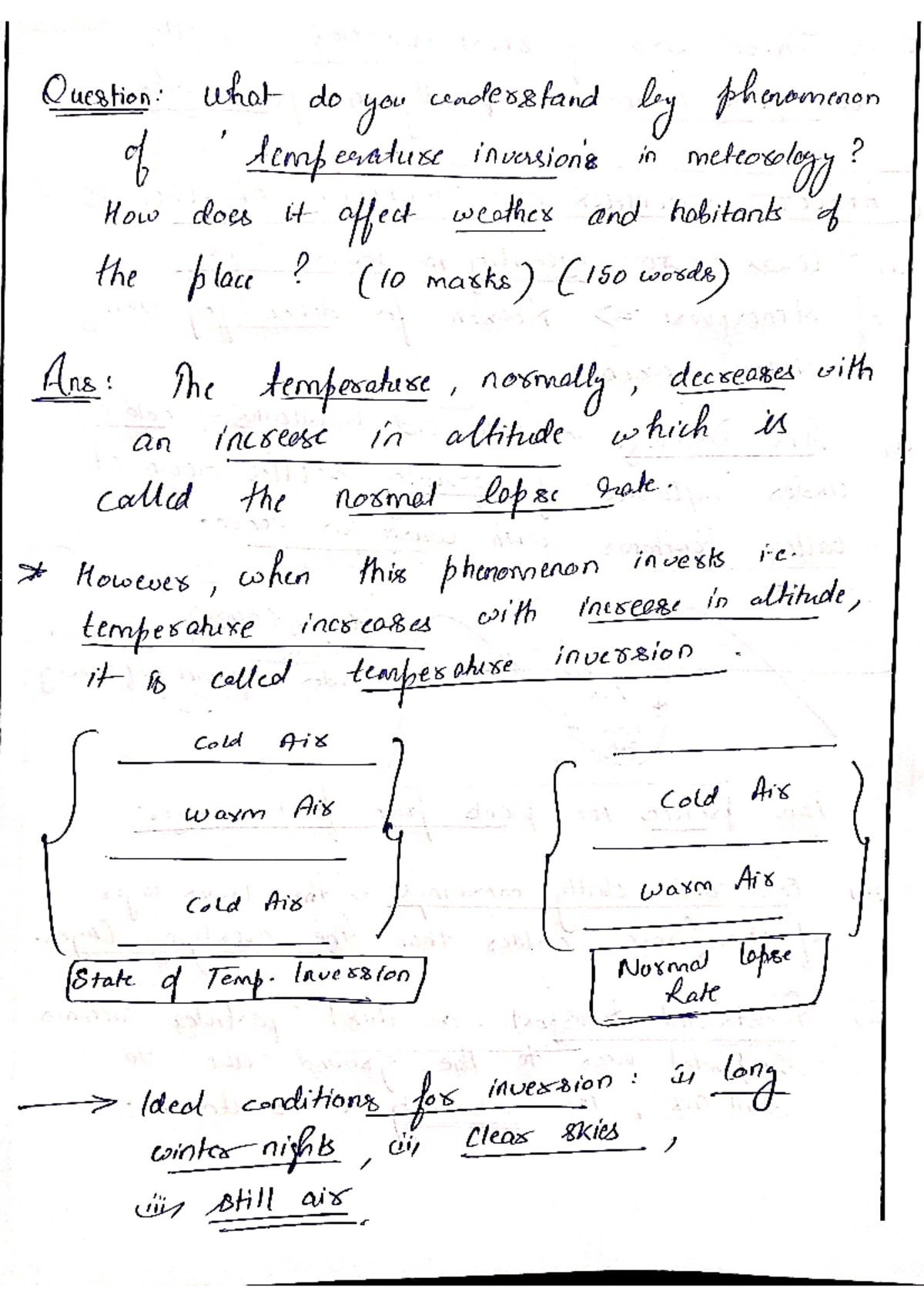 Temperature inversion - temperature increases with increase in altitude ...