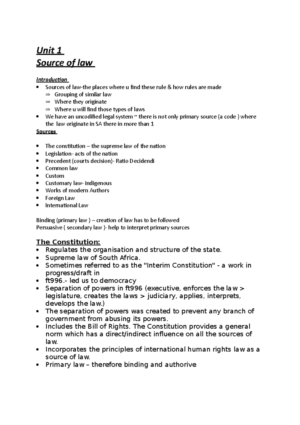 Unit 1 - sources of law - Unit 1 Source of law Introduction Sources of ...