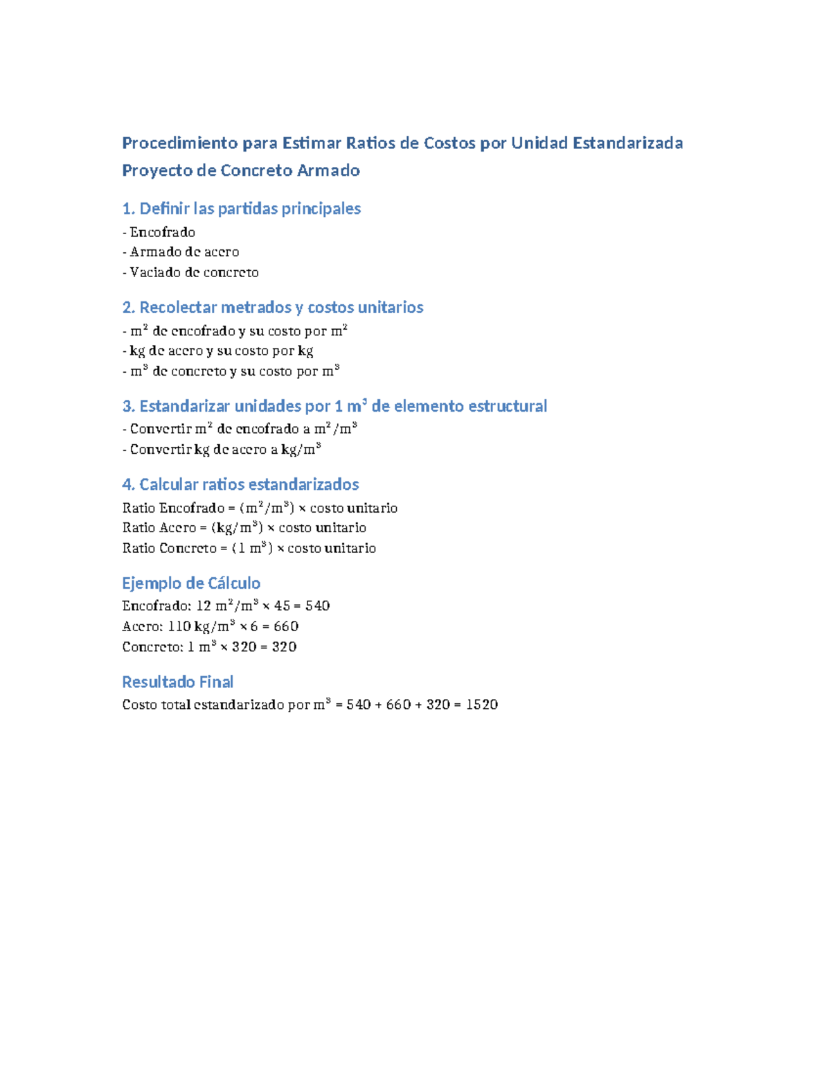 Estimación de Ratios de Costos por Unidad Estandarizada - Proyecto ...