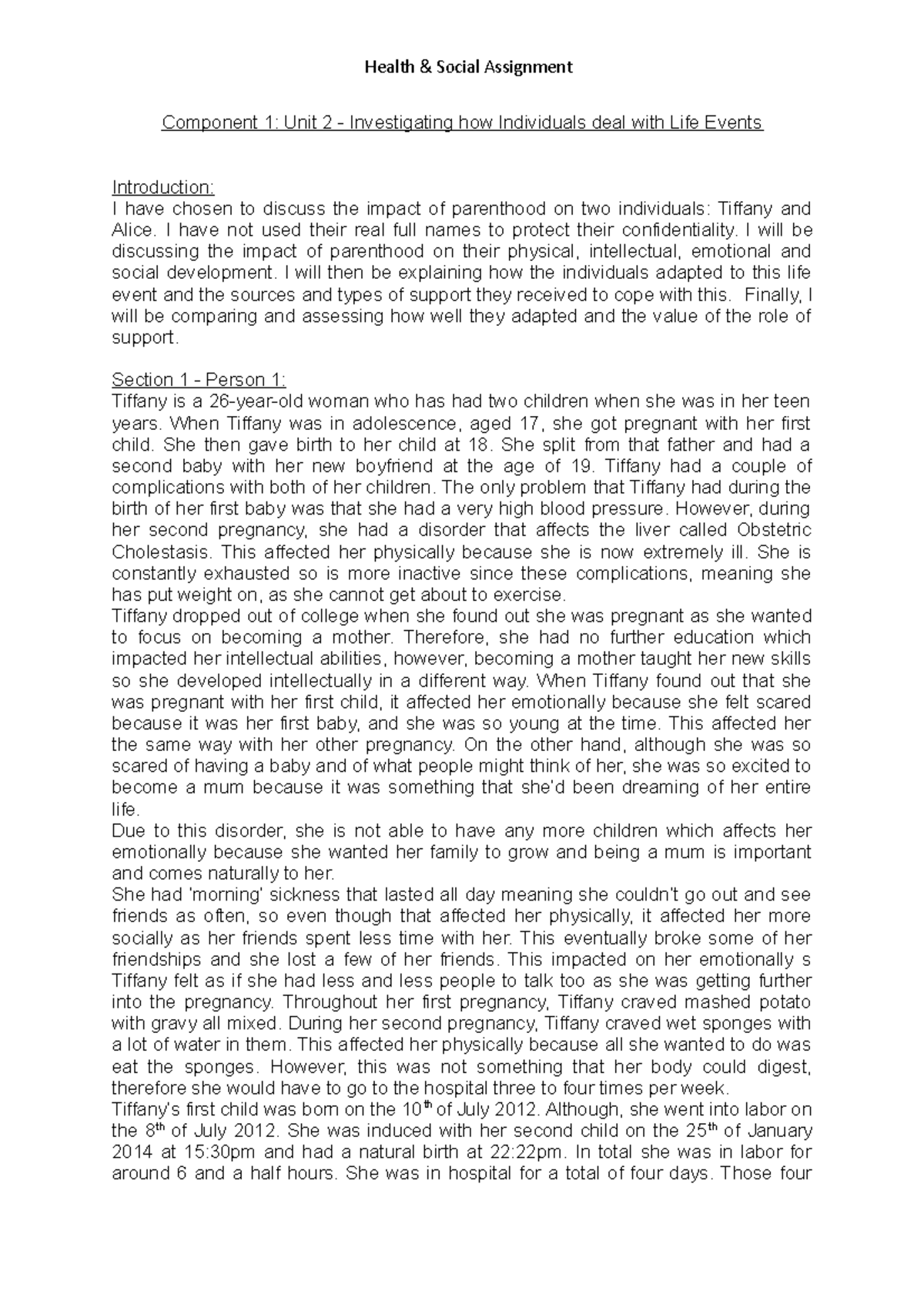 Human Lifespan Development - Component 1: Unit 2 - Investigating how ...