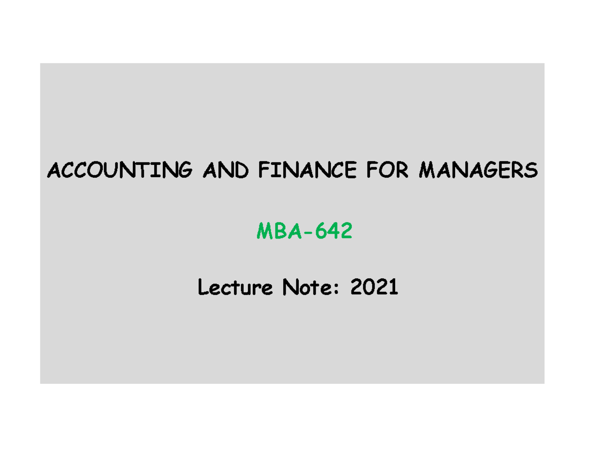 MBA- Lecture Notes: Ch-1 - Concepts of Accounting & Financial Reporting ...