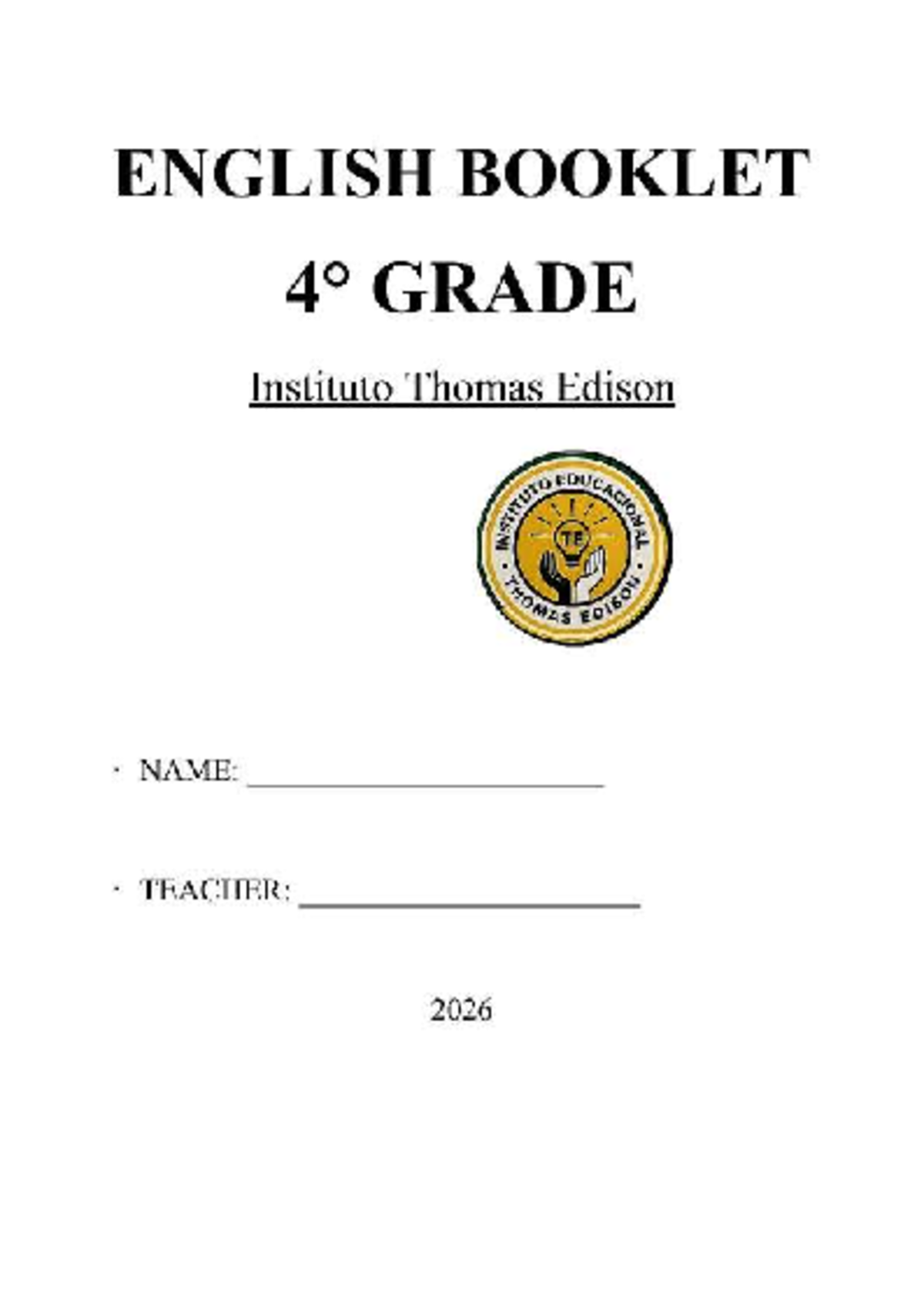 English Booklet GRADE 2026: Time for Sport & Food Activities - Studocu