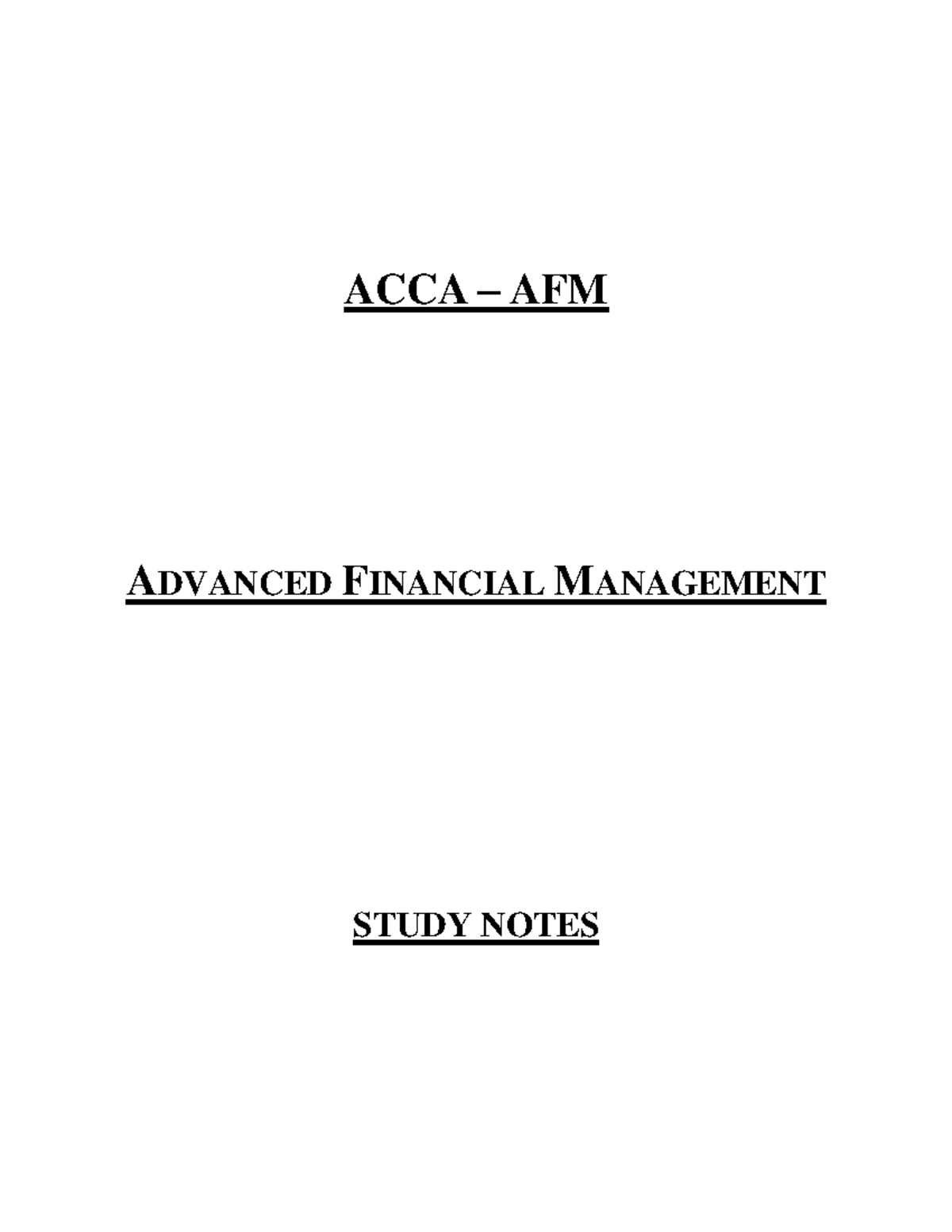 AFM - Advance Financial Management - ACCA – AFM ADVANCED FINANCIAL ...