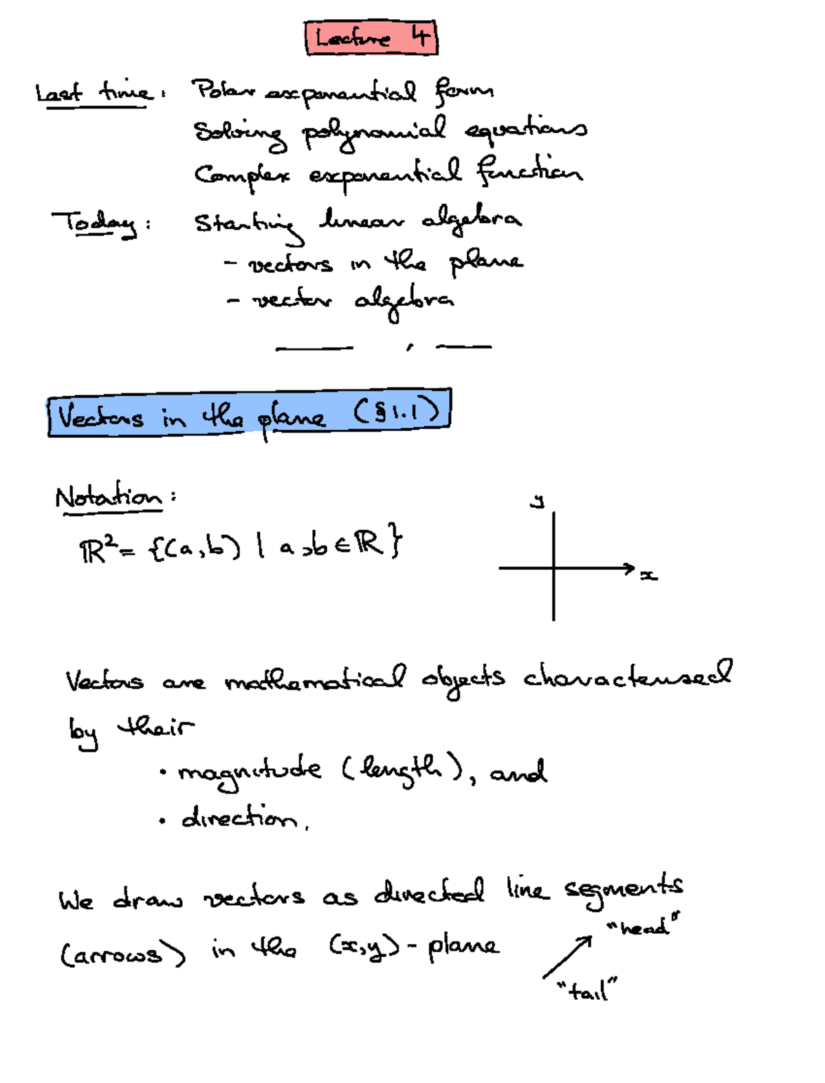Math1061 2025 Lecture: Polar Exponential Form & Vector Algebra - Studocu
