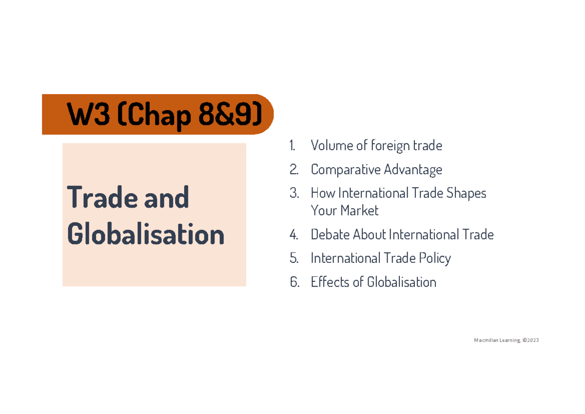 Econ 1021 W3 - Detailed Notes on Trade, Globalisation & Comparative ...