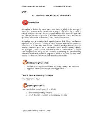 Module-chapter 2 Accounting Concepts AND Principles - UNIT 1 ACCOUNTING CONCEPTS AND PRINCIPLES ...