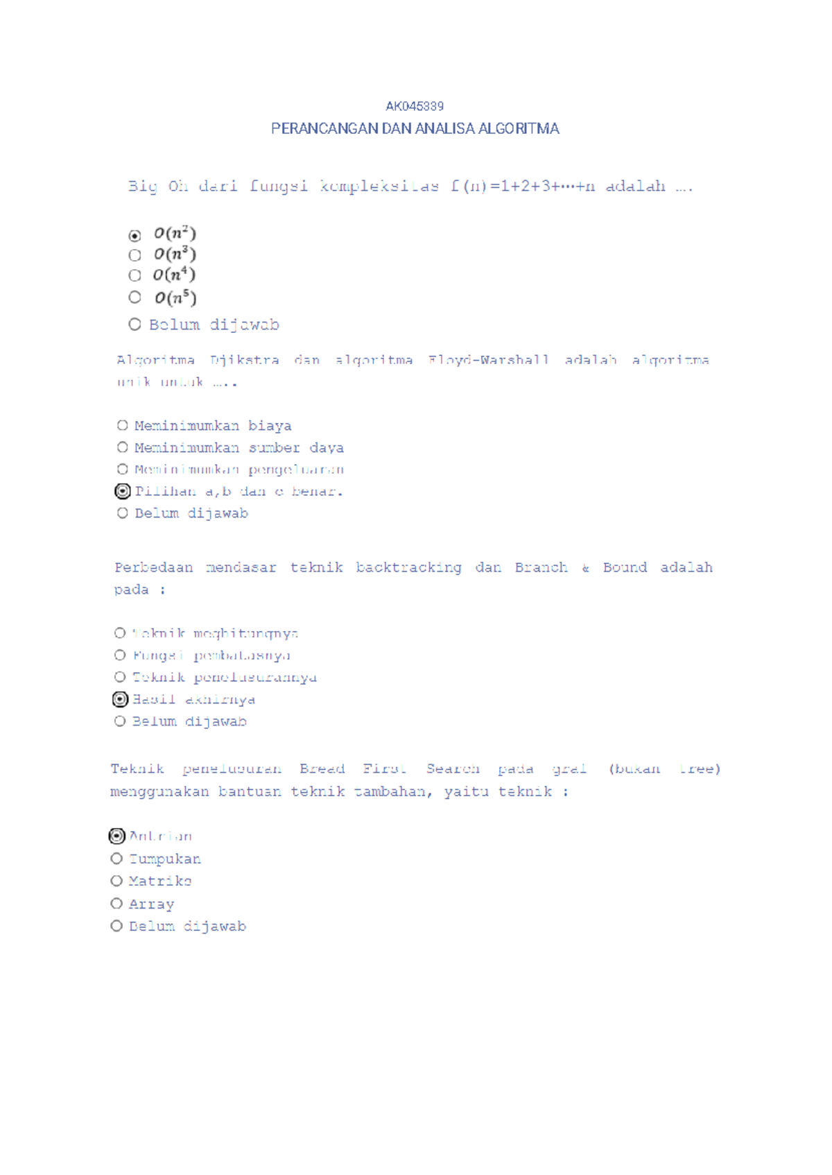 AK045339 Perancangan DAN Analisa Algoritma - AK ####### PERANCANGAN DAN ...