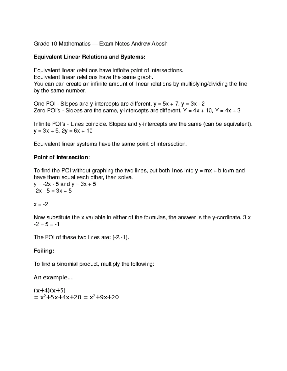Grade 9 Mathematics EQAO Final Exam Formula Sheet for Geometry - Studocu