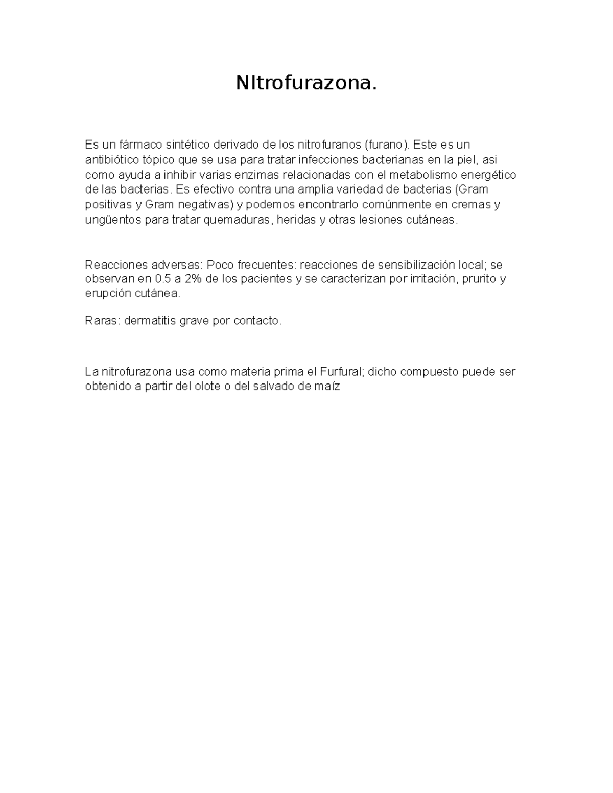 Nitrofurazona - Práctica de Laboratorio sobre Antibióticos Tópicos ...