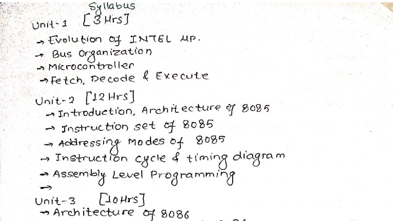Microprocessor Notes: INTEL Evolution, Architecture & Programming - Studocu