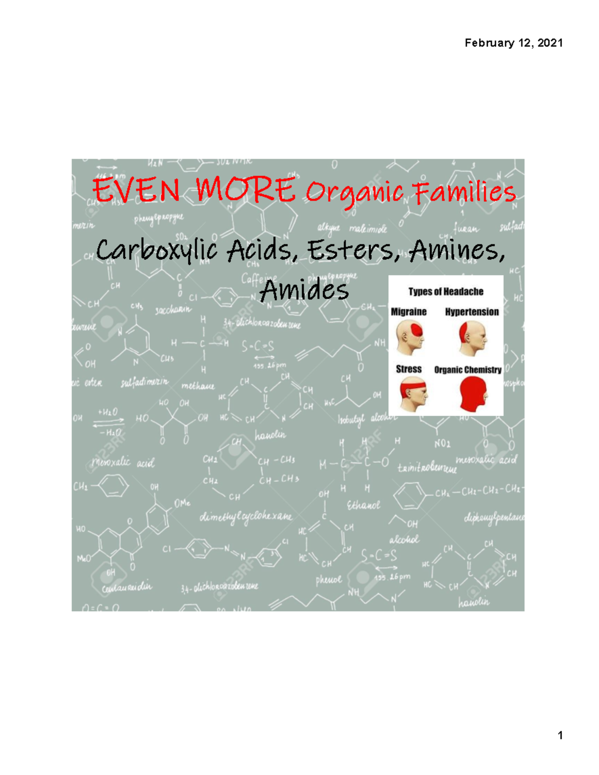 10 - Carboxylic Acids, Esters - E 8 E" !ORE Organic Families Carboxylic ...