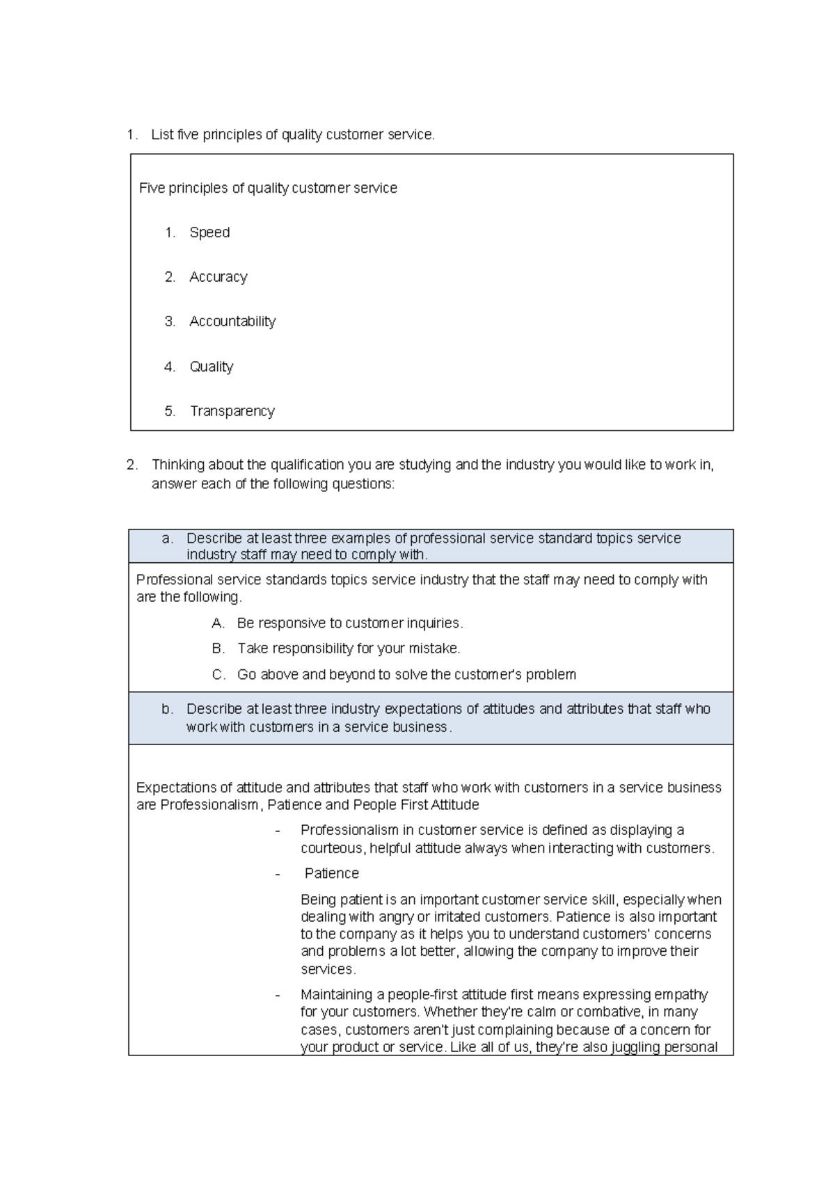 Sitxccs 008 - Quality Customer Service Principles and Standards ...