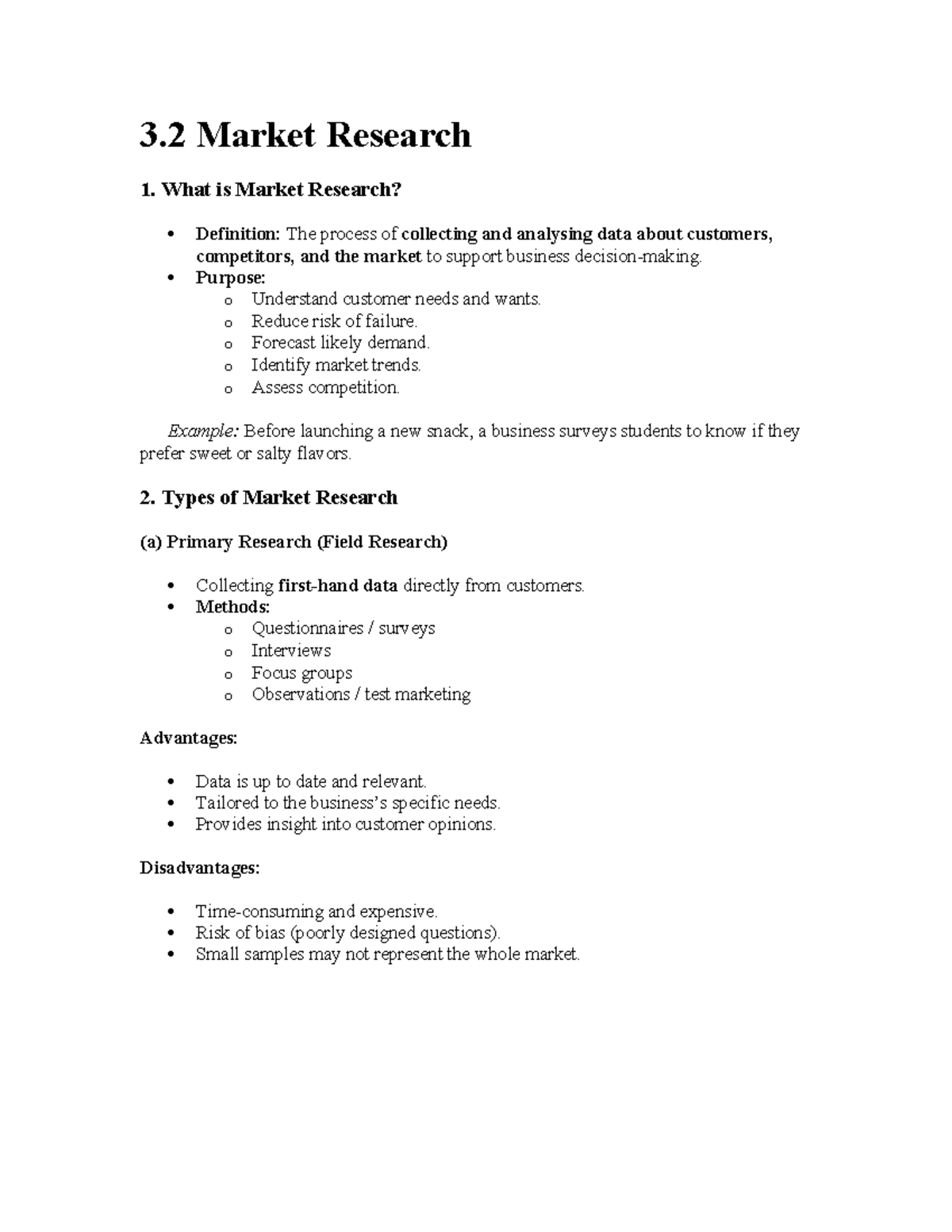 3.2 IGCSE Market Research: Types, Methods, and Benefits - Studocu