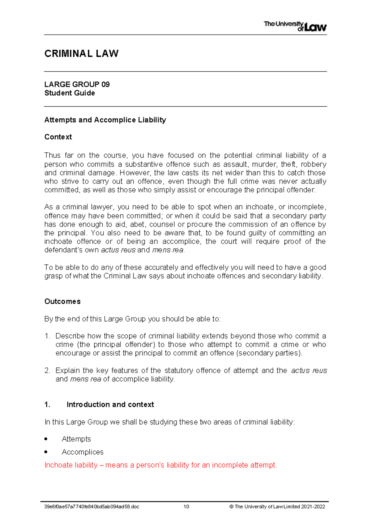 CRIMINAL LAW LARGE GROUP 09: Guide to Attempts & Accomplice Liability ...