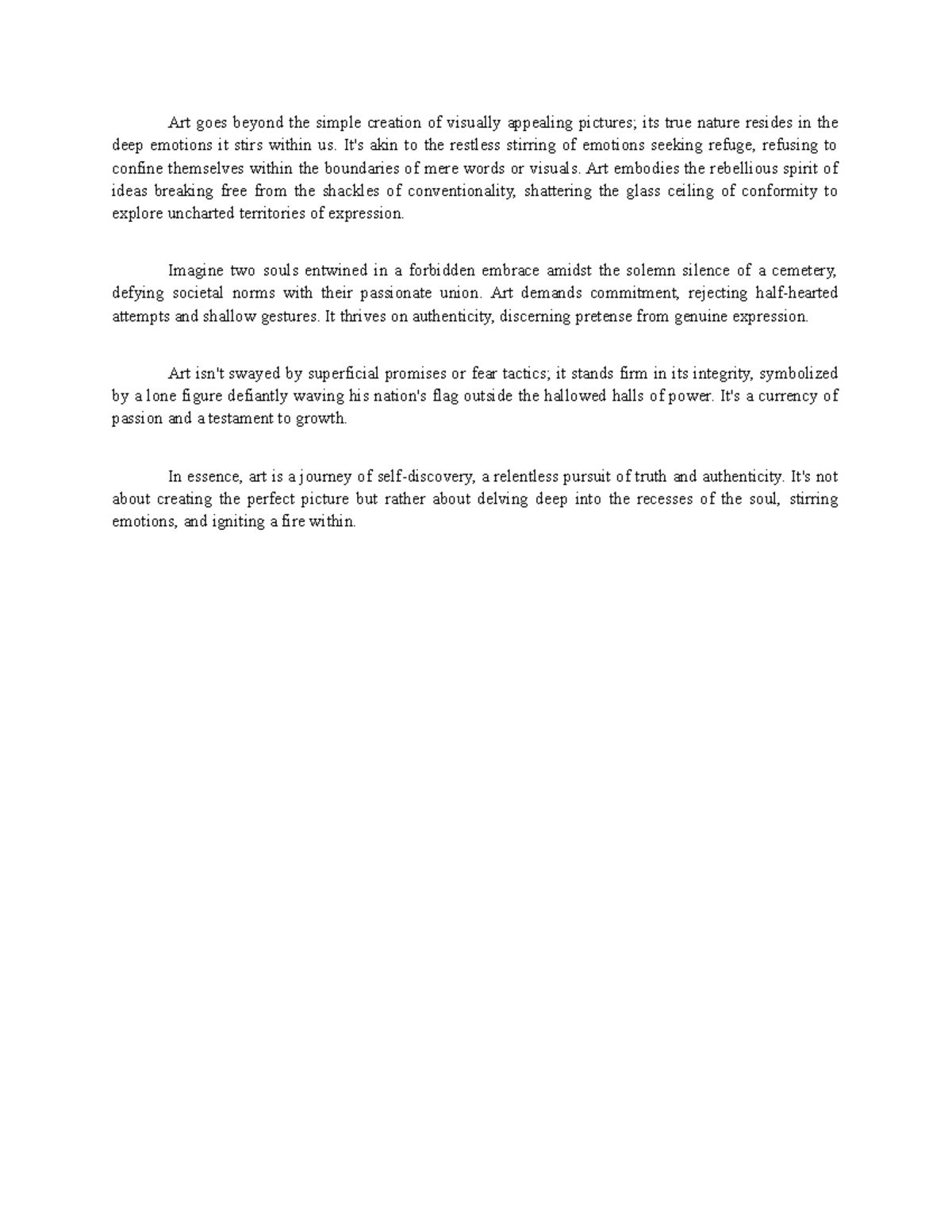 What is art - WHAT IS ART ESSAY - Art goes beyond the simple creation ...