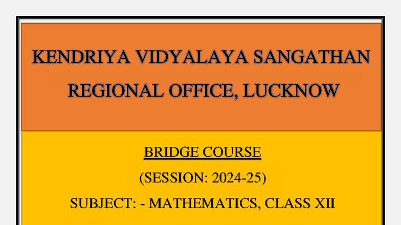 Bridge Course Module Class 12 Maths: Key Concepts and Assessments - Studocu