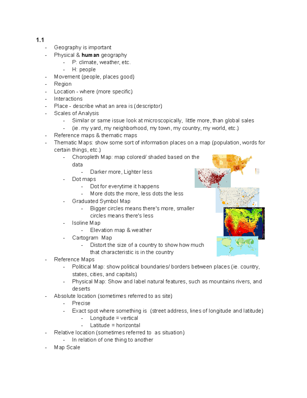 APHG Notes - Unit 1 - 1. Geography is important Physical & human ...
