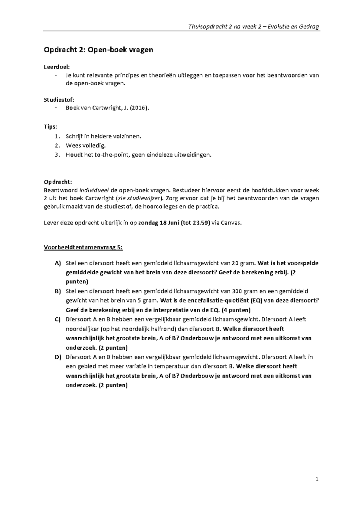 Week 2 Opdracht: Open-Boek Vragen en Voorbeeldtentamenvragen 2023 - Studeersnel