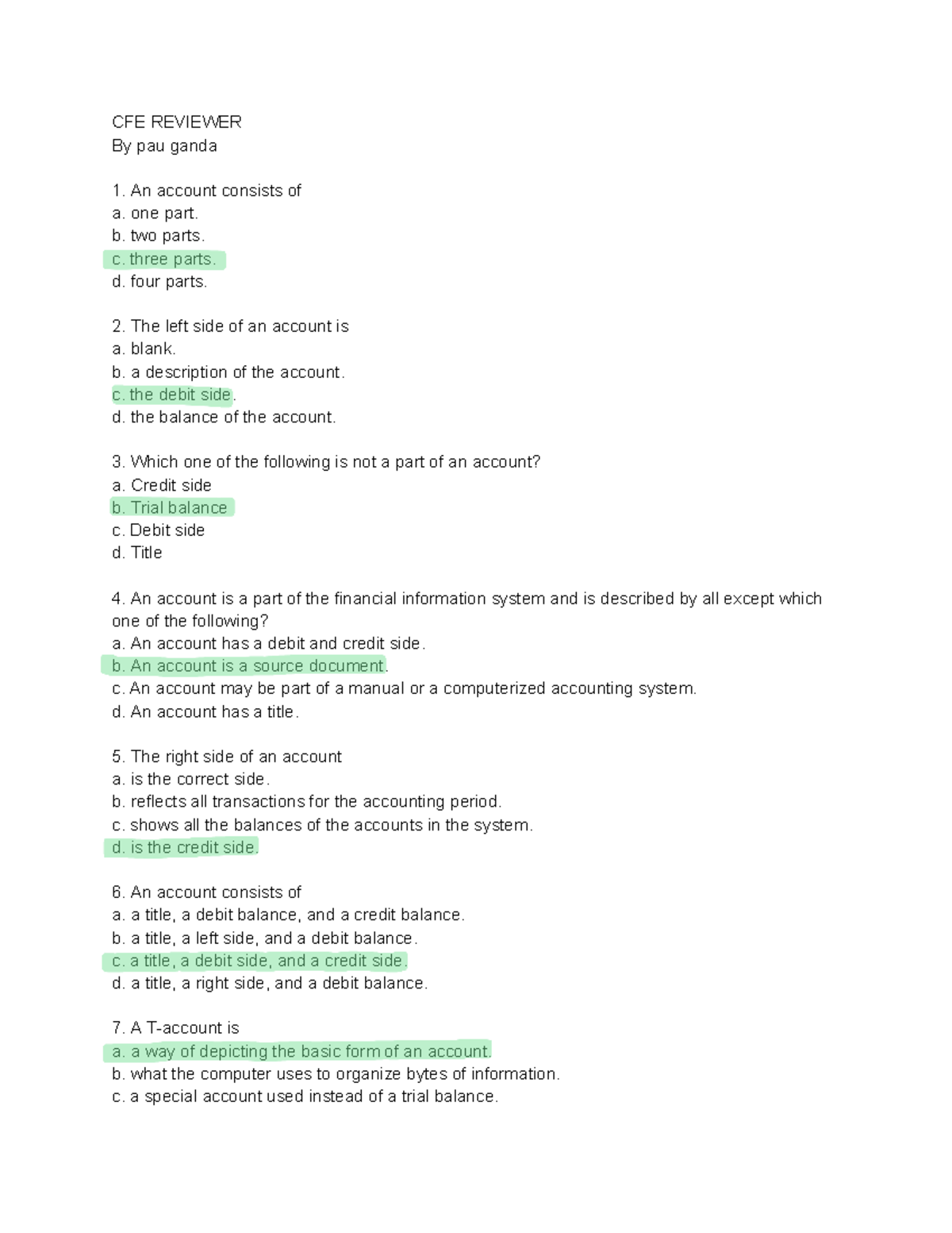 CFE REVIEWER: Key Concepts and Questions for Accounting Fundamentals ...