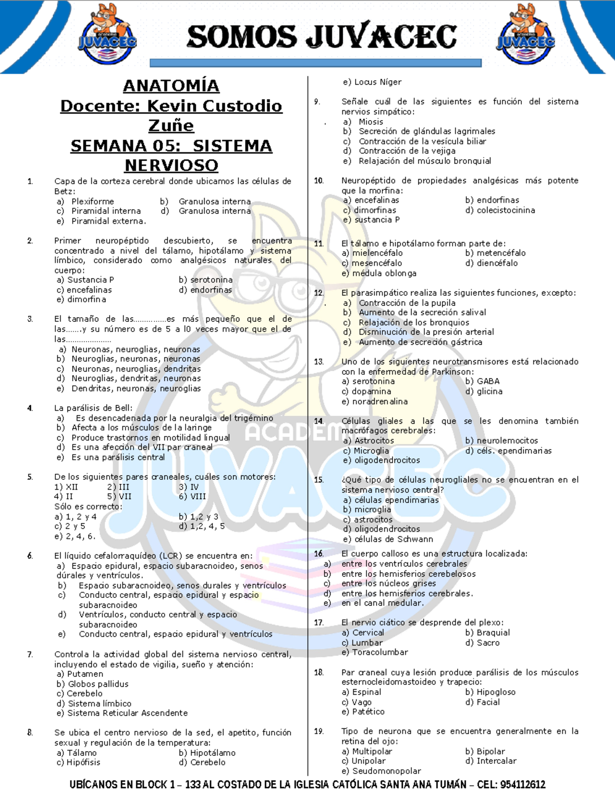 Juvacec Anatomía Semana 05 - ANATOMÍA Docente: Kevin Custodio Zuñe ...