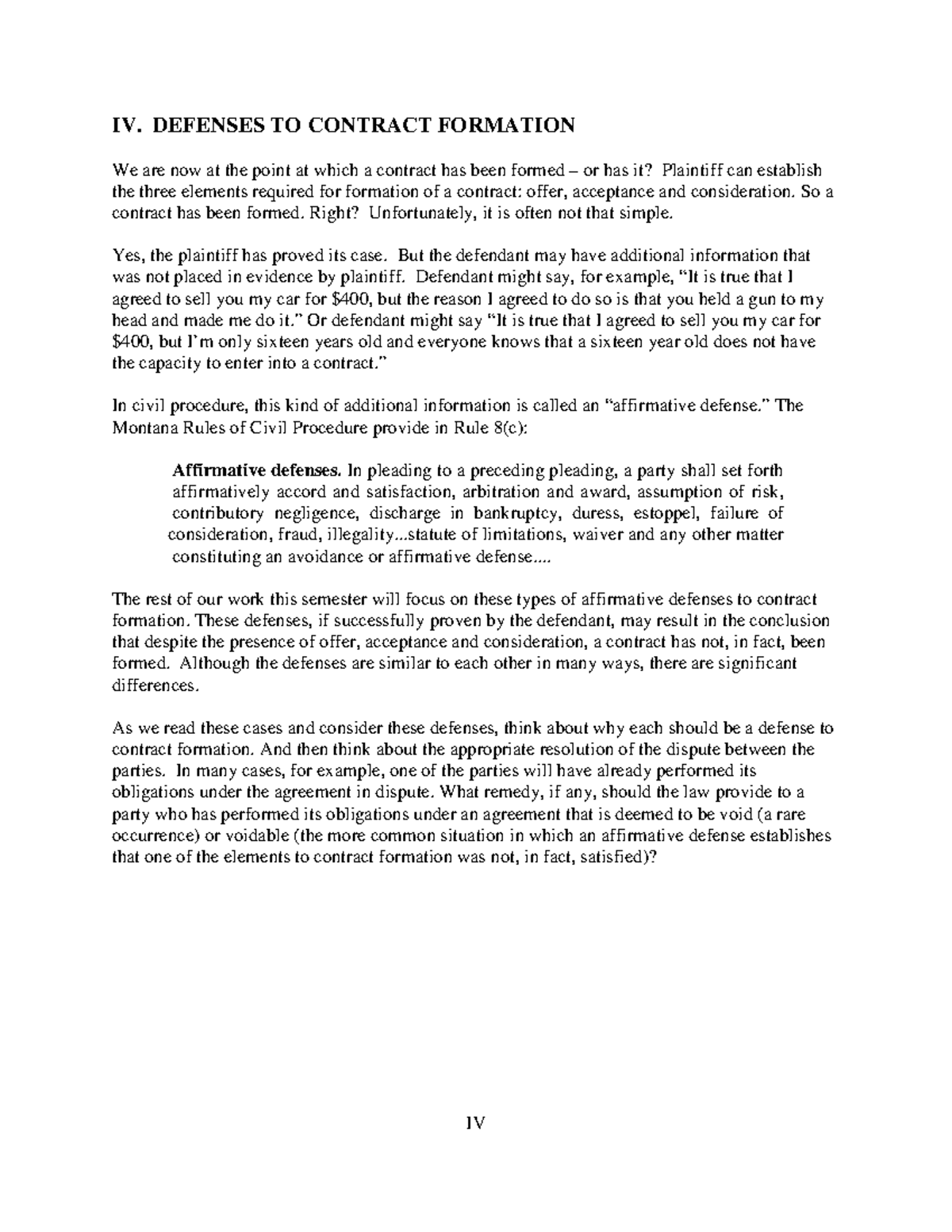 Affirmative Defenses to Contract Formation: Fac Pac IV Overview - Studocu