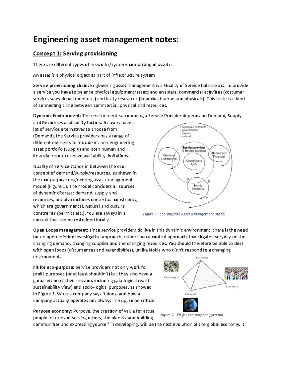 CME4300 - Notes on Engineering Asset Management: Concepts 1-3 - Studeersnel