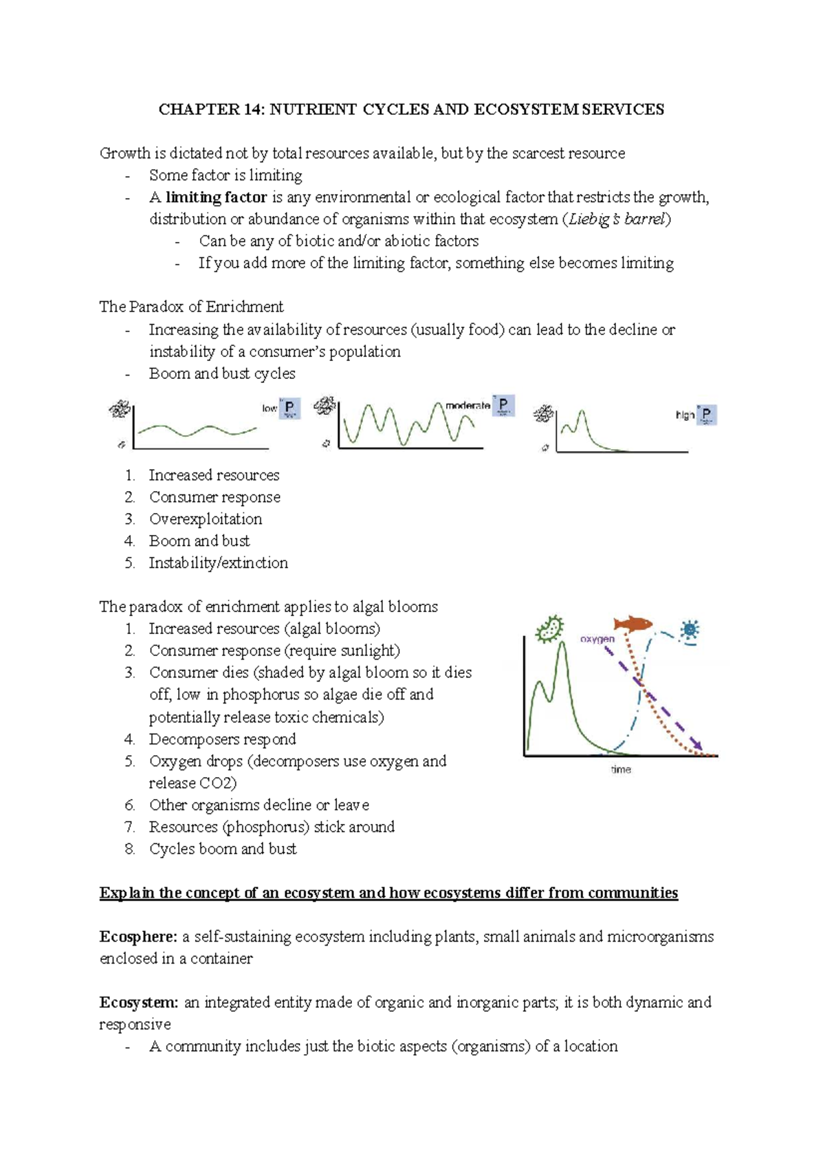 CHAPTER 14 & 15: Nutrient Cycles, Ecosystem Services & Anthropocene ...