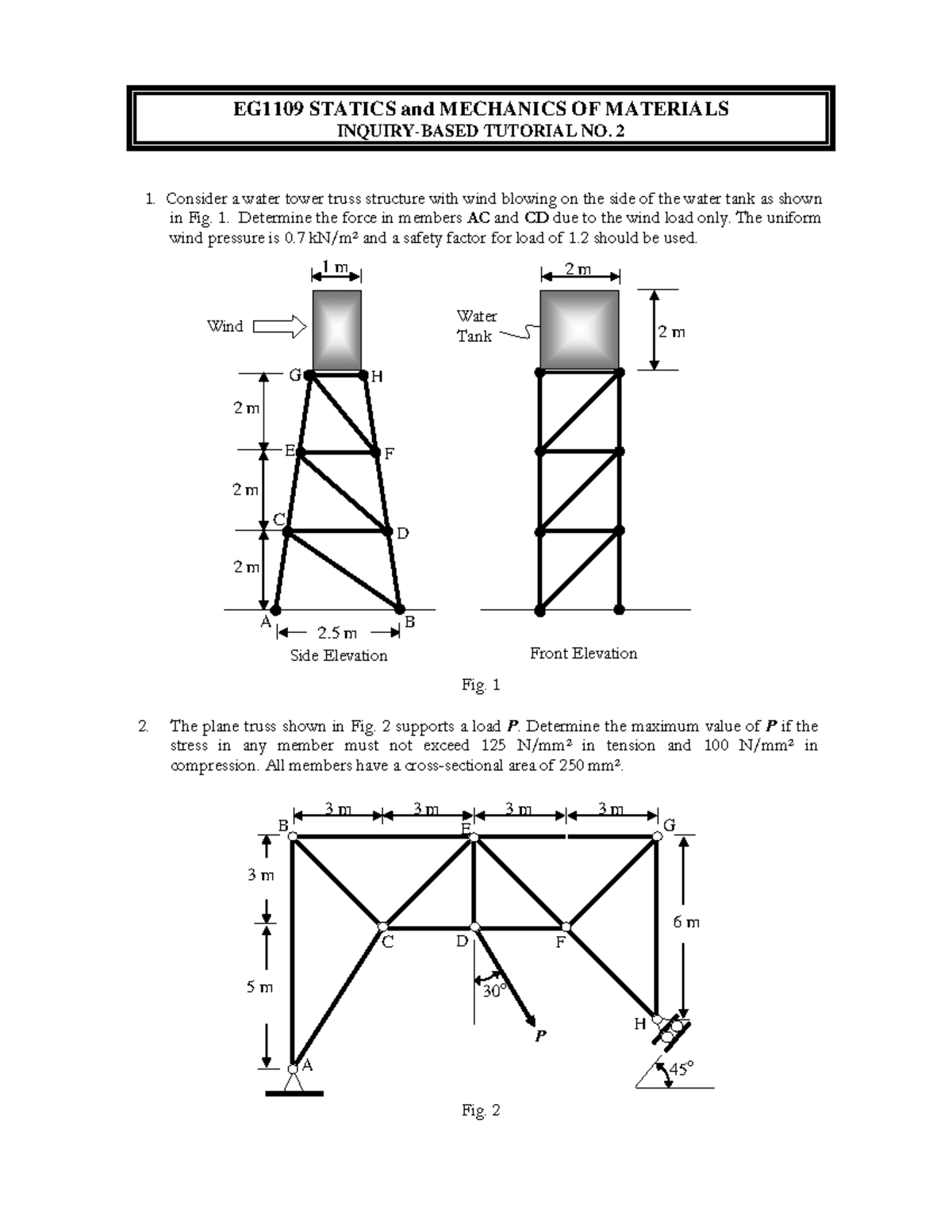 Ib-Tutorial 2 - Consider a water tower truss structure with wind ...