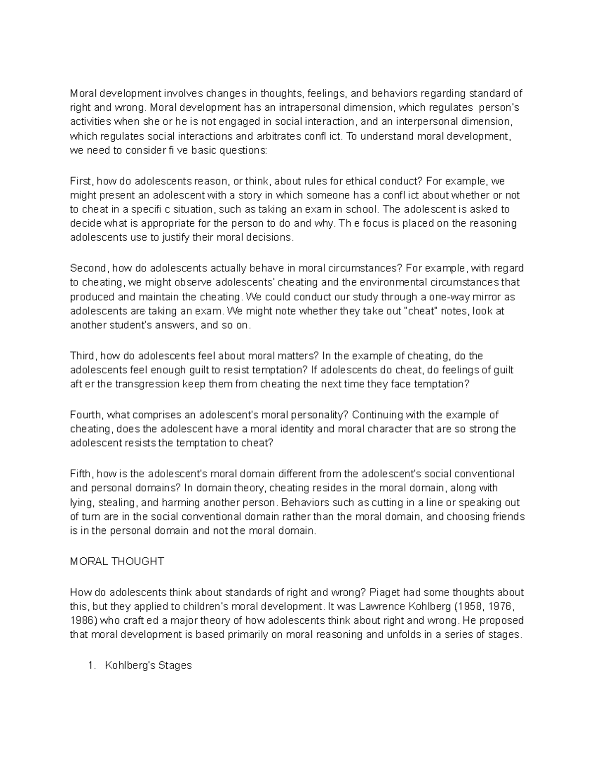 Dp assign - Google Docs - Dev Psych - Moral development involves ...