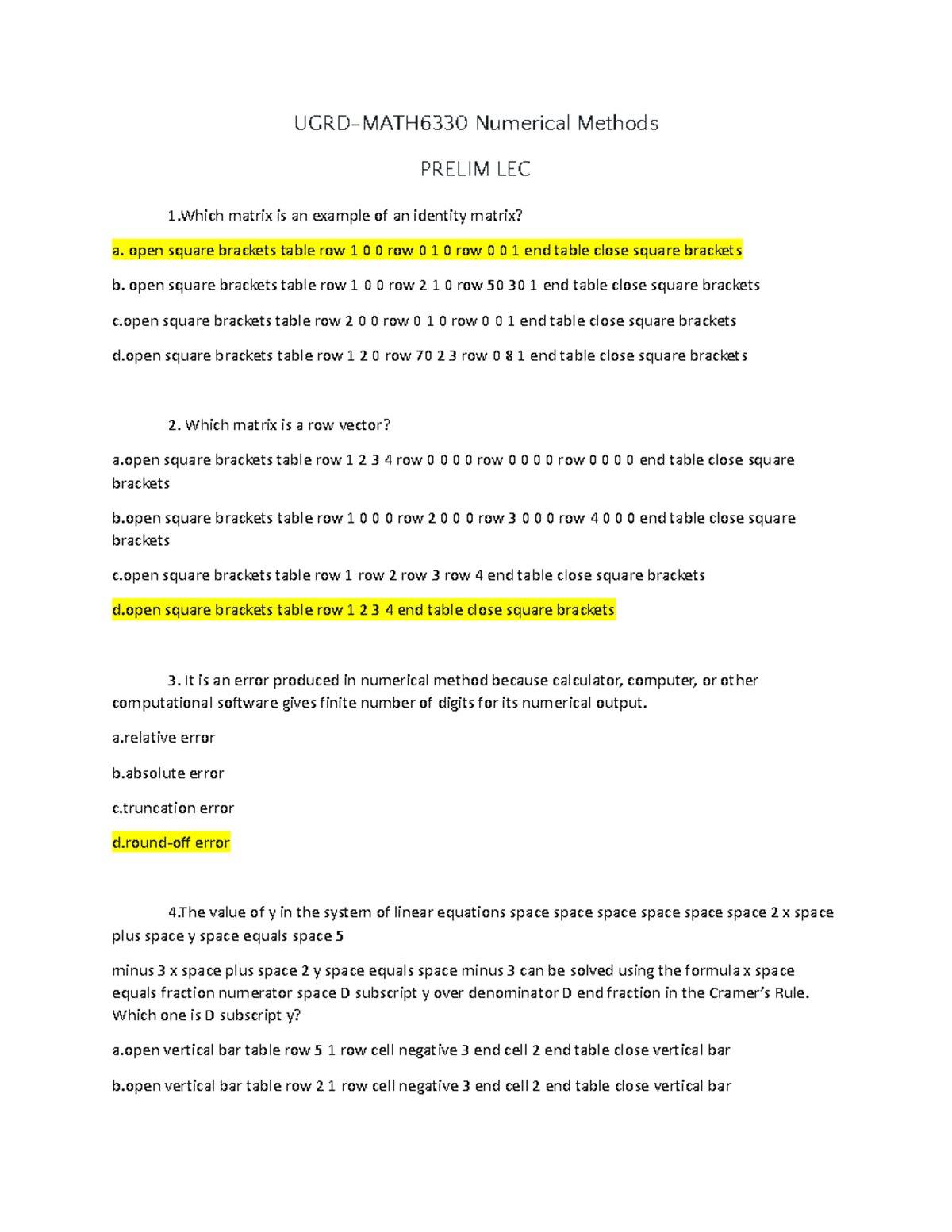 UGRD-MATH6330 Numerical Methods Prelim Lecture Notes - Studocu