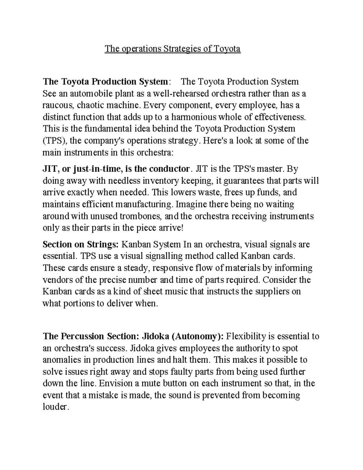 Toyota Operations Strategies & Competitors Analysis (BUS 101) - Studocu