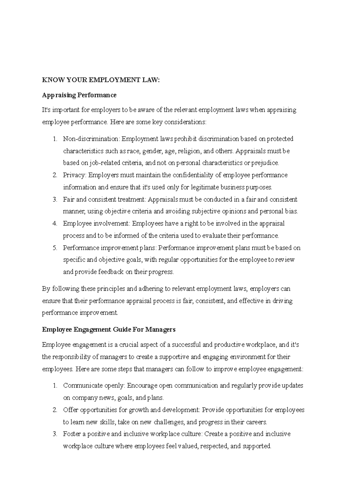 Employee Engagement Guide For Managers (Performance appraisal) - KNOW ...