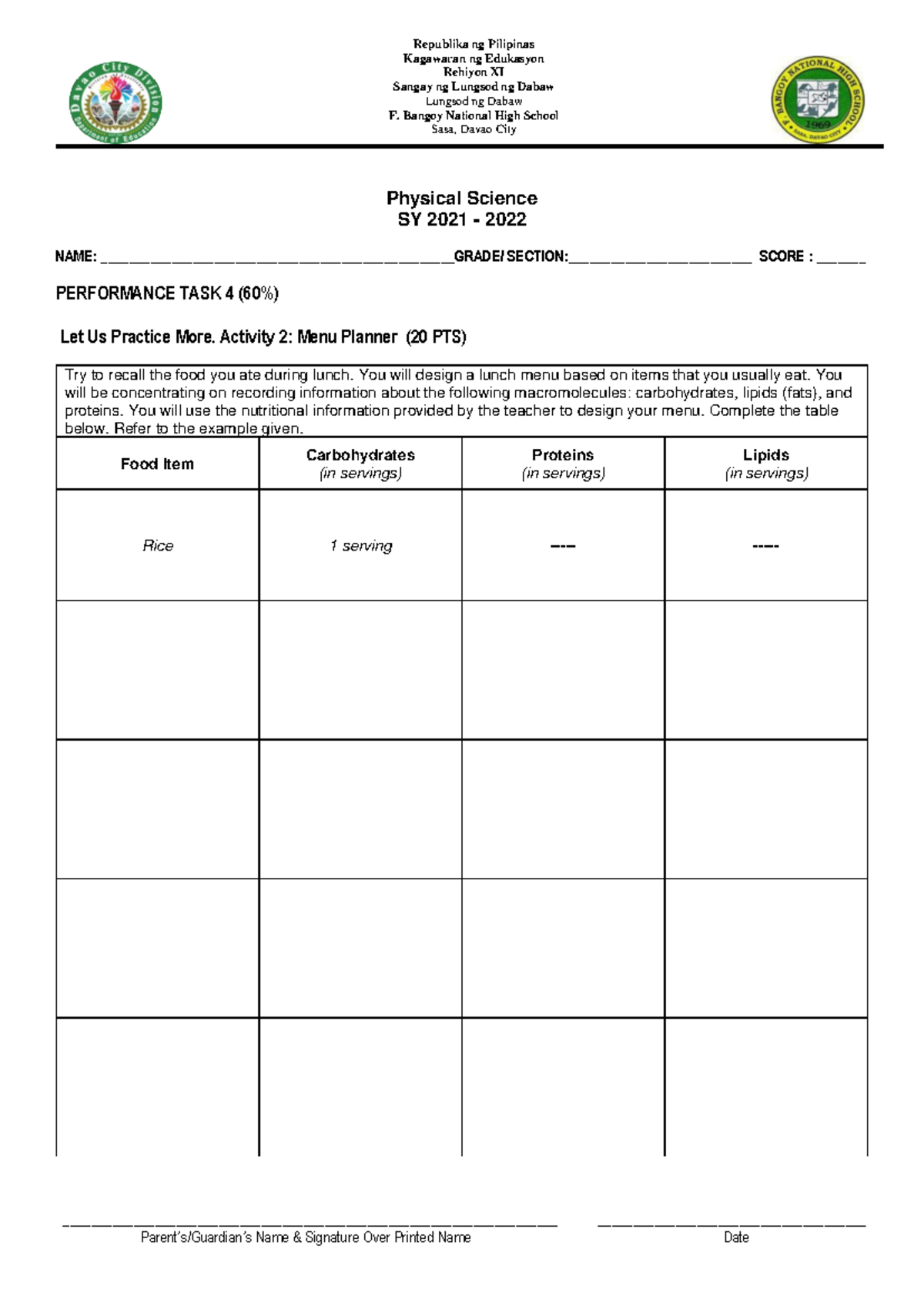 Physical-Science-Performance-Task-4 - Physical Science SY 2021 - 2022 ...