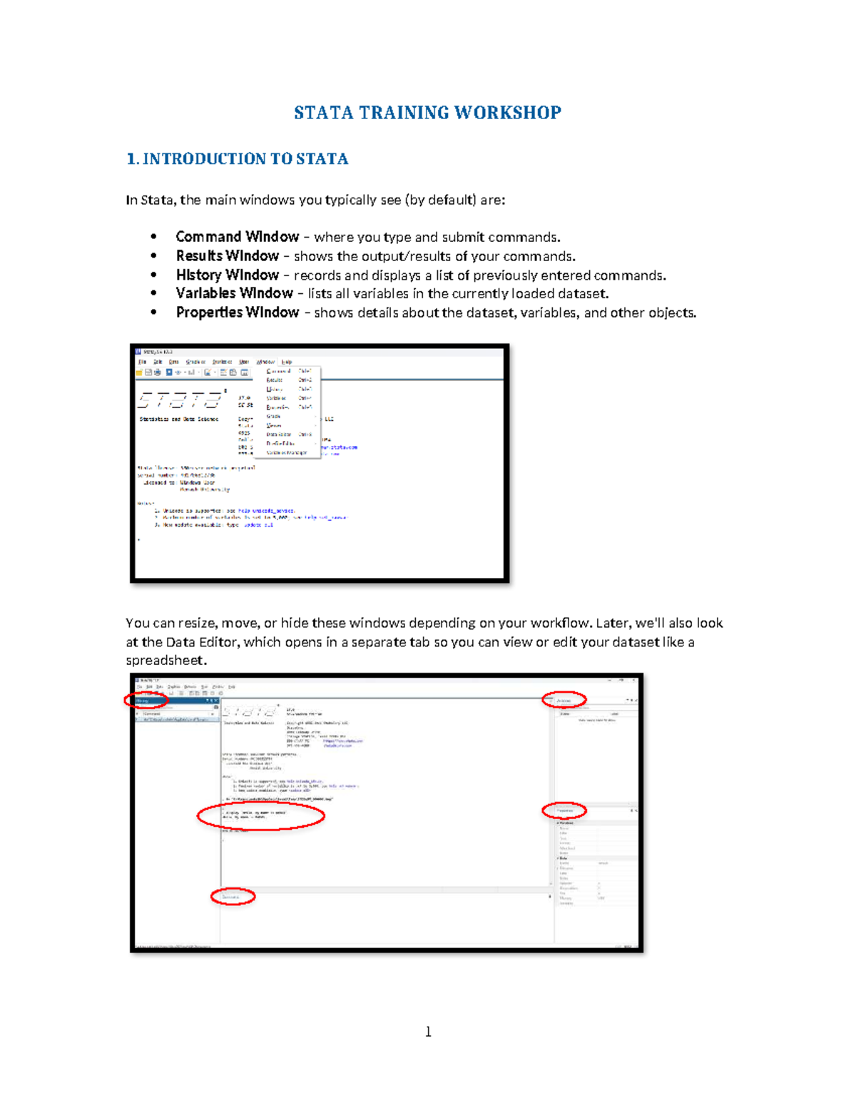 STATA 101: Introductory Workshop on Data Management and Analysis - Studocu