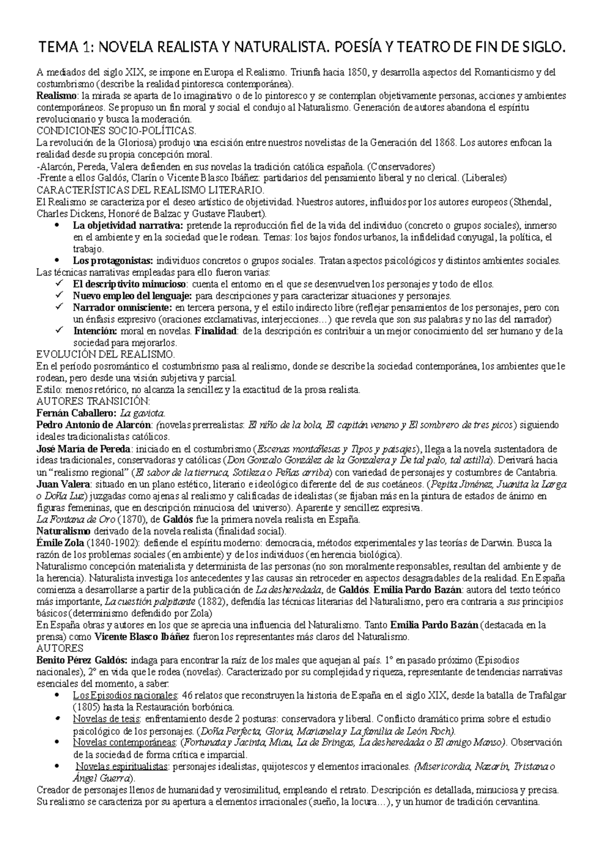 TEMA 1: NOVELA REALISTA Y NATURALISTA EN POESÍA Y TEATRO FIN DE SIGLO ...