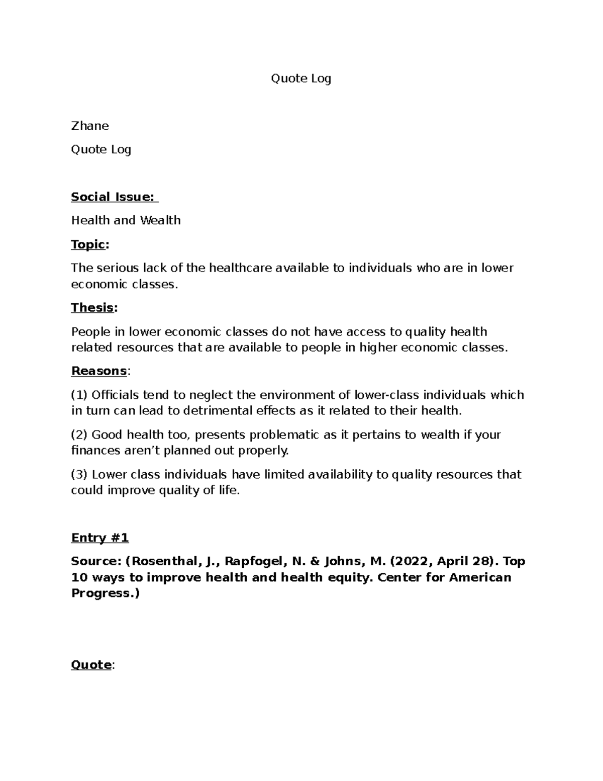 Health and Wealth Disparities: Understanding the Quote Log Analysis ...