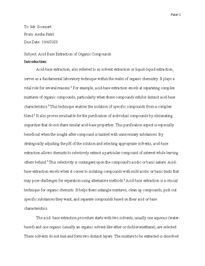 Lab 2 TLC Experiment (F22) - Thin Layer Chromatography (TLC ...