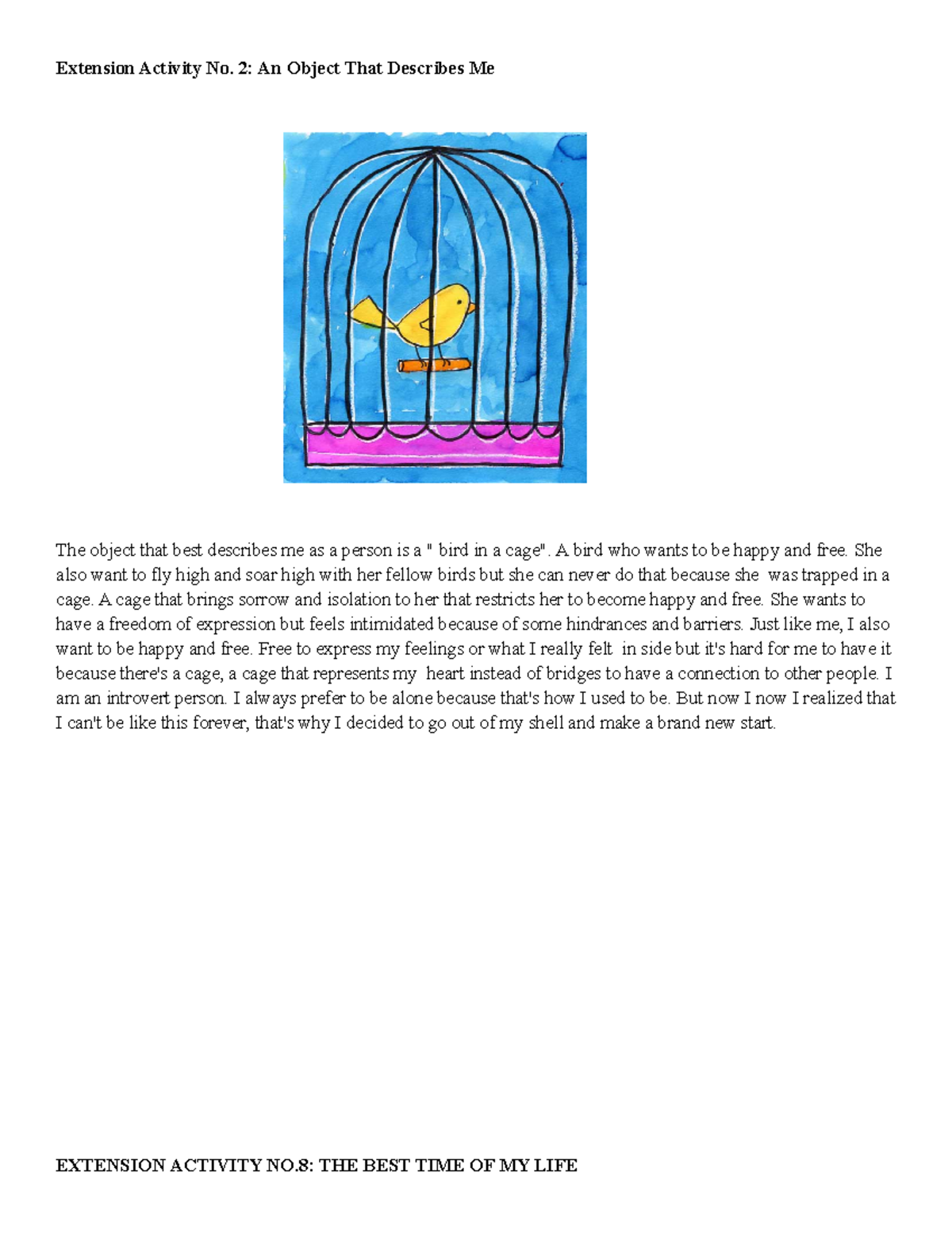 English activities - Extension Activity No. 2: An Object That Describes ...