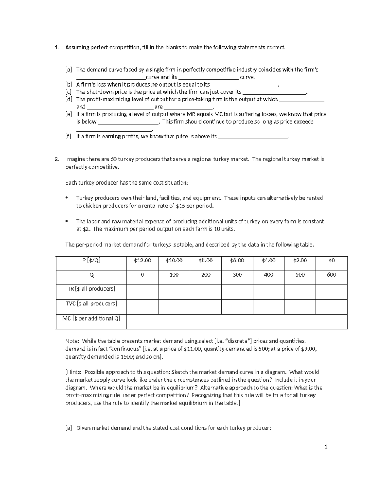 Perfect Competition Practice: Analyzing Market Dynamics and Equilibrium ...