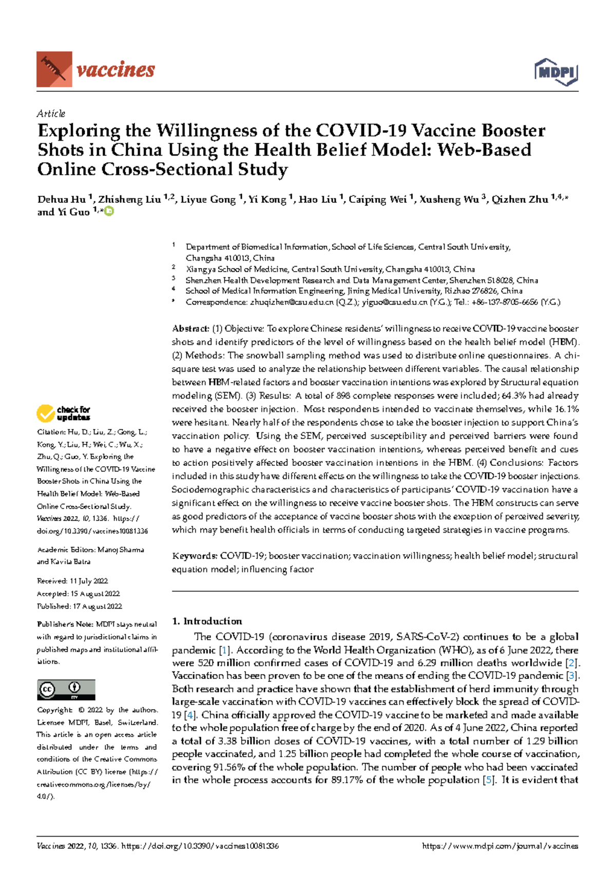 Vaccine Booster Shots in China: HBM Insights from Online Study (VACC ...