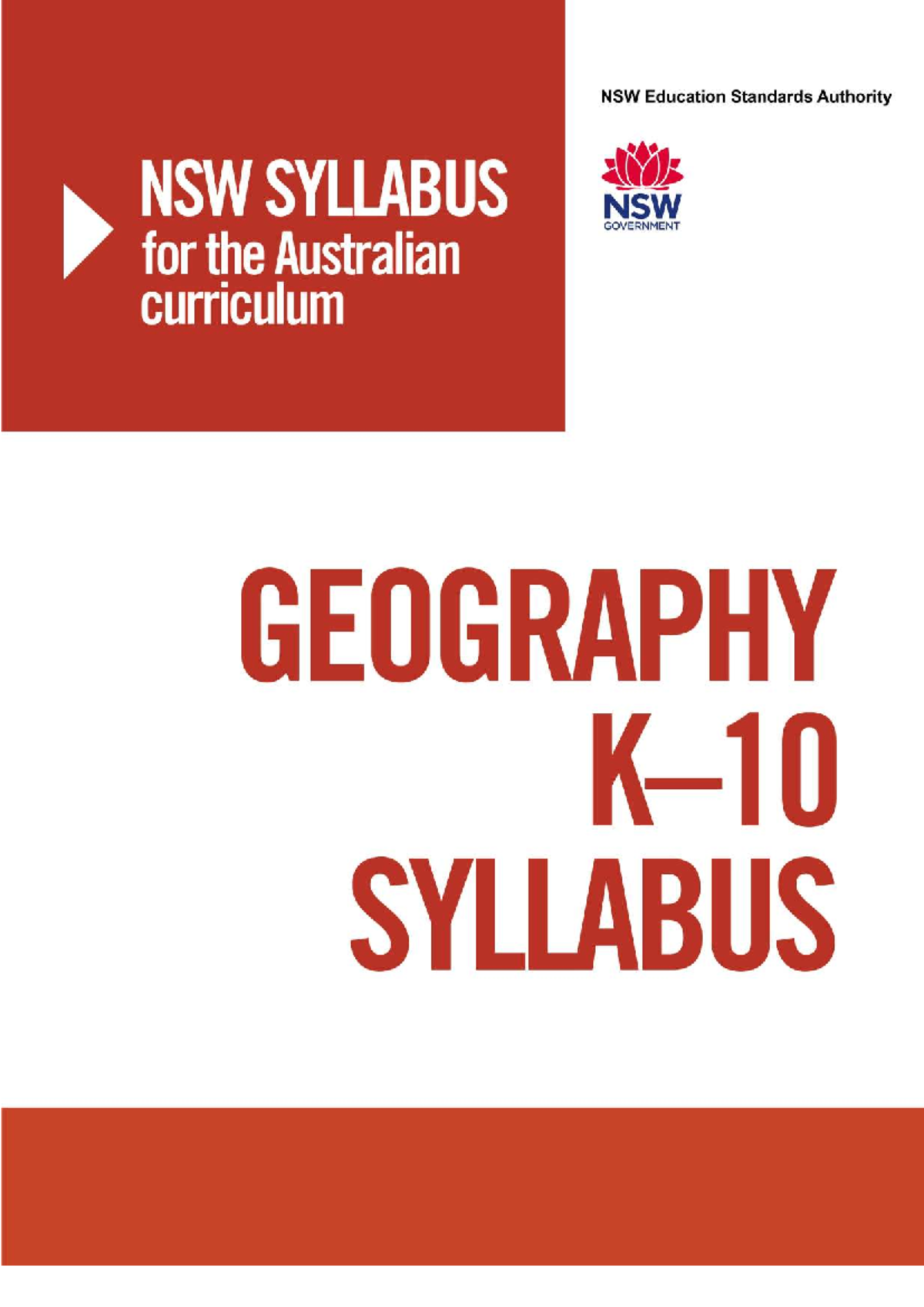 Geography K-10 Syllabus Overview (2015) - NESA Guidelines - Studocu